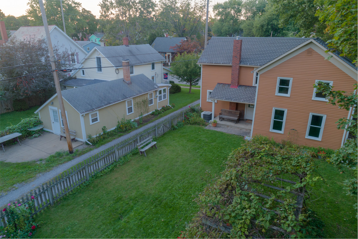 Aerial View of the Burchfield Homestead, Garden & Night Wind House ...